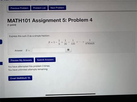 solved math101 assignment 5 problem 4 1 point express