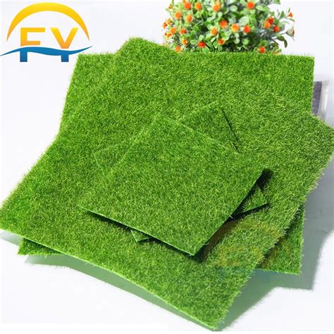 Fy Diorama Artificial Grass Mat Fake Grass Lawn Indoor Desk Dollhouse