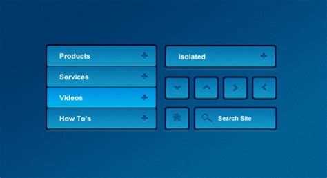 Blue Navigation Menu Ui Kit Free PSD File