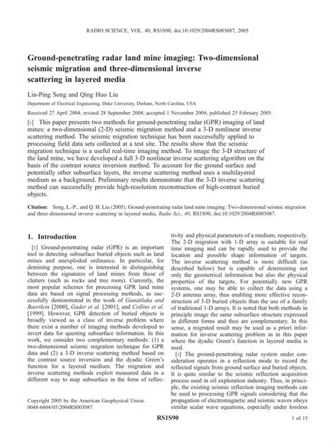 Pdf Ground Penetrating Radar Land Mine Imaging Two Dimensional