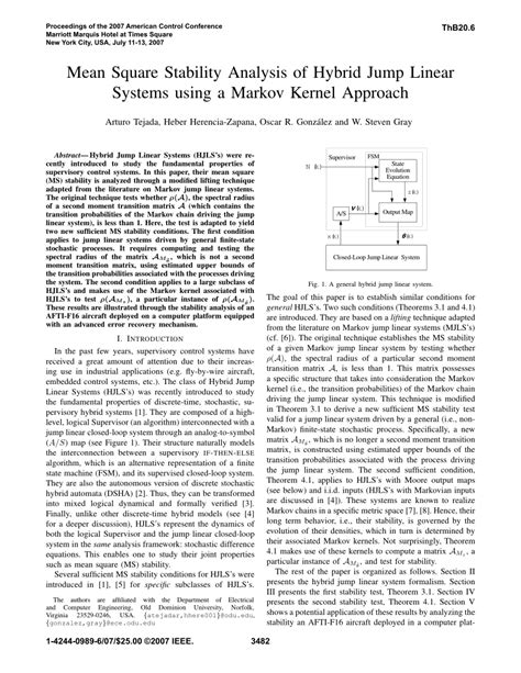 PDF Mean Square Stability Analysis Of Hybrid Jump Linear Systems Using A Markov Kernel Approach
