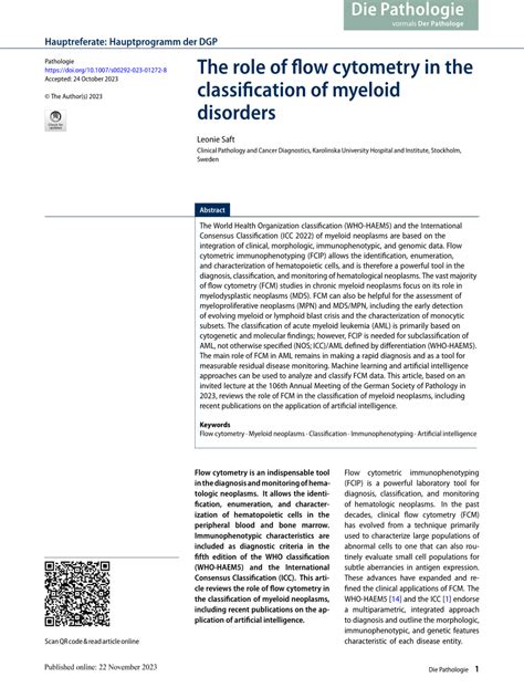 Pdf The Role Of Flow Cytometry In The Classification Of Myeloid Disorders