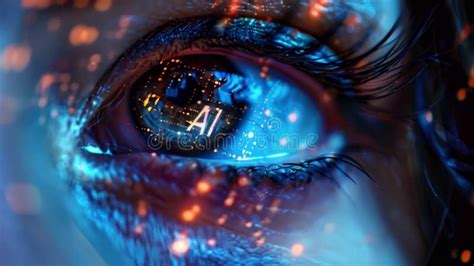 Woman S Eye With Ai Text And Data In Her Eyeball Closeup Image Future