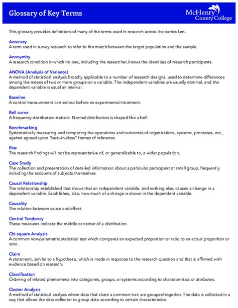 Pdf Glossary Of Key Research Terms