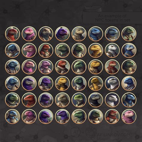 Lizardfolk Dnd Token Npc Token Set Afilinkov