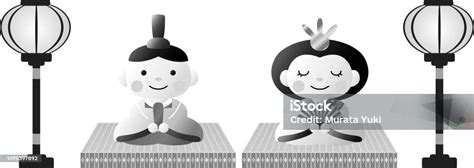 종이 랜 턴과 다다미 시트에 일본 흑백 그라데이션 히 나 인형 0명에 대한 스톡 벡터 아트 및 기타 이미지 0명 3월 Hinamatsuri Istock