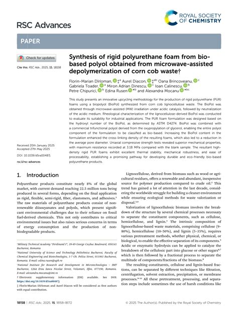 Pdf Synthesis Of Rigid Polyurethane Foam From Bio Based Polyol
