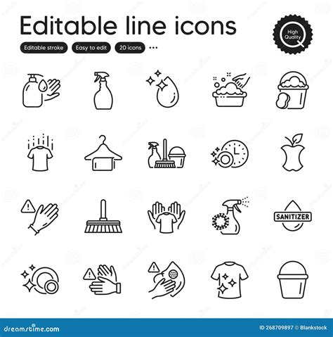 set of cleaning outline icons contains icons as dishwasher timer dont