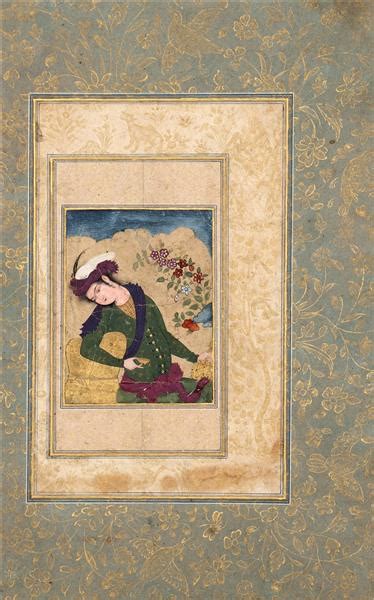 جوان با شاخه گل اثر رضا عباسی 1626114