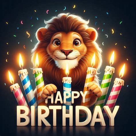 Lion Happy Birthday With Candles Gratulation Geburtstag