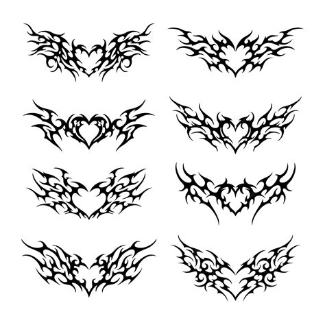 Flat Design Tribal Heart Tattoo Love Tribal Premium Vector