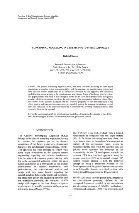 Pdf Conceptual Modelling In Generic Prototyping Approach