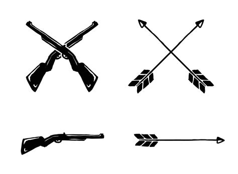 Rustic Crossed Guns And Arrows Symbol For Hunting For T Shirts Etc