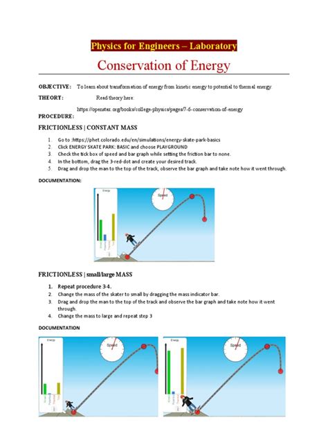expt no 5 conservation of energy pdf friction mass