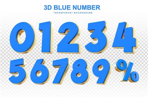 Premium Psd Collection Of Blue Numbers