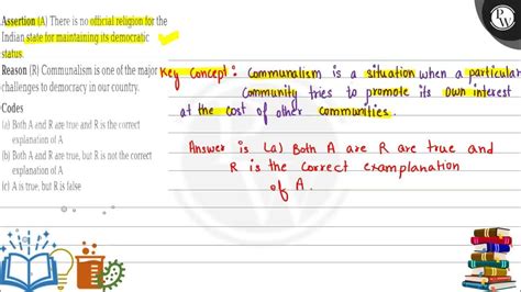 Assertion A There Is No Official Religion For The Indian State For Maintaining Its Democratic