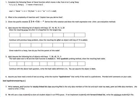 Solved 1 Complete The Following Tower Of Hanoi Function
