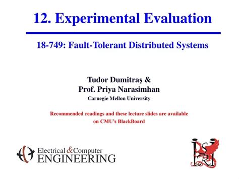 Ppt 12 Experimental Evaluation 18 749 Fault Tolerant Distributed