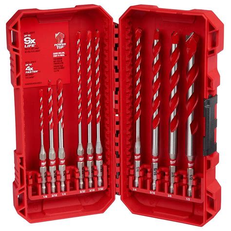 Milwaukee 10pc Shockwave Impact Duty Carbide Hammer Drill Bit Kit 48