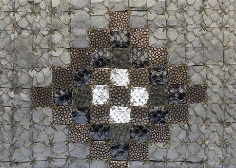 Hand Stitched Patchwork In Bronze Lizard And Silver Grey Blue Green
