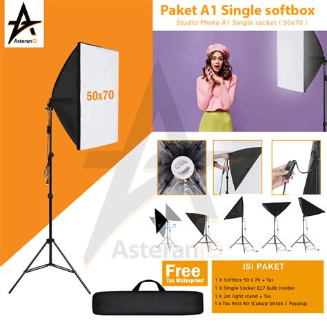 Jual Softbox Lighting Single Socket Tripod Stand Shopee Indonesia