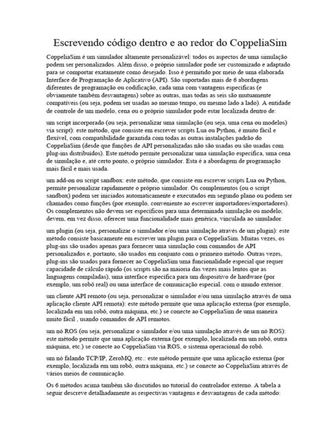 Writing Code In And Around Coppeliasim Pdf Linguagem De Script