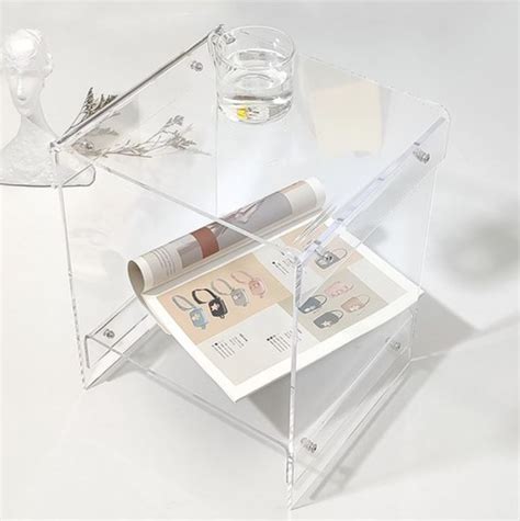 아크릴 투명 클리어 거실 미니 티 테이블 침실 협탁 침실 사이드 선반 모던 심플 자취방 인테리어 Bedside Cabinet Contemporary Bedside