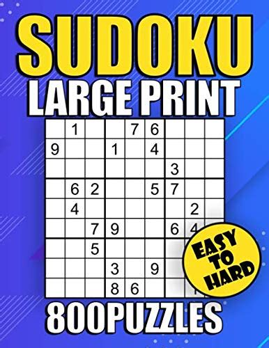 Sudoku Large Print 800 Puzzles Easy To Hard Suduko Puzzle Books For Adults Brain Games Large