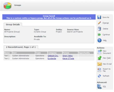 Creating Groups On Custom Entities In Sage Crm Sage Crm Hints Tips