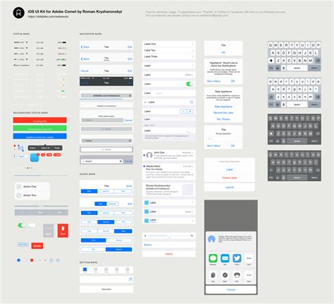 IOS UI Kit For Adobe Project Comet Freebie Supply