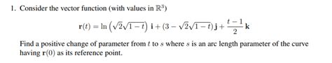 Solved Consider The Vector Function With Values In R Chegg