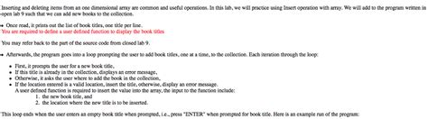 inserting and deleting items from an one dimensional