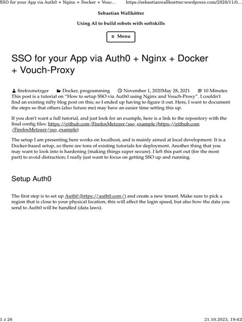 Sso For Your App Via Auth0 Nginx Docker Vouch Proxy Sebastian