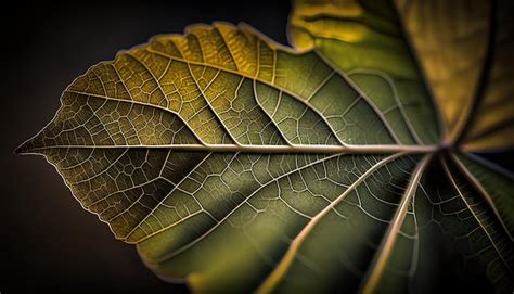 Premium Photo A Leaf On Black Background