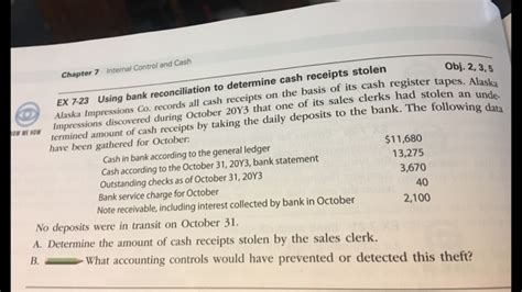 solved chapter 7 internal control and cash obj 2 3 5 ex 723