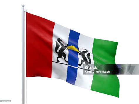 노보시비르스크 주 플래그는 흰색 배경에 흔들리고 가까이 고립 3d 렌더링 0명에 대한 스톡 사진 및 기타 이미지 Istock