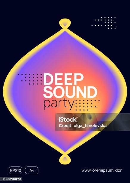 트랜스 포스터 세트에 대한 멋진 결함 음악과 전시 모양 물결 모양의 집 파티 초대 개념에 대한 그라데이션 패턴입니다 퍼플 앤 오렌지 트랜스 포스터 Dj에 대한 스톡 벡터