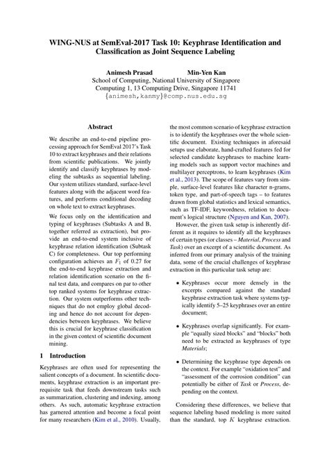 Pdf Wing Nus At Semeval 2017 Task 10 Keyphrase Identification And