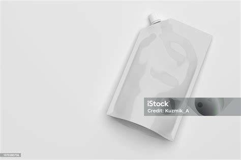 복사 공간이있는 모서리 뚜껑이있는 흰색 파우치 가방 3d 렌더링 가방에 대한 스톡 사진 및 기타 이미지 가방 플라스틱