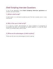 Shell Scripting Interview Questions Docx Shell Scripting Interview Questions A List Of Top