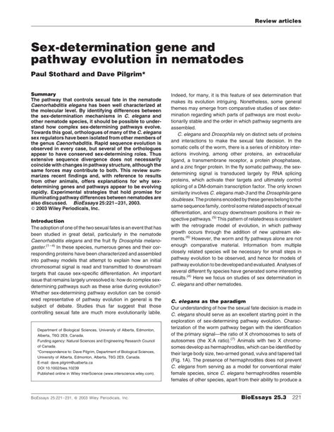 Pdf Sex Determination Gene And Pathway Evolution In Nematodes Pdf Sex Determination Gene And Pathway Evolution In Nematodes