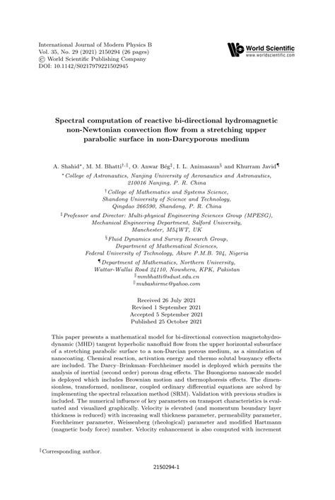 Pdf Spectral Computation Of Reactive Bi Directional Hydromagnetic Non