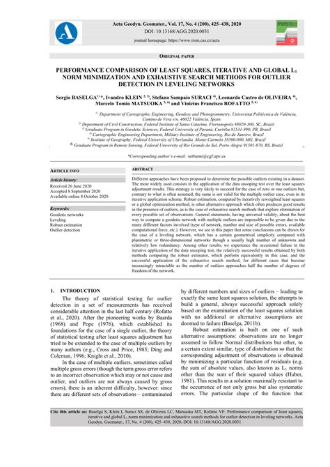 Pdf Performance Comparison Of Least Squares Iterative And Global L1 Norm Minimization And