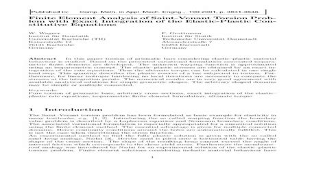 Pdf Finite Element Analysis Of Saint Venant Torsion Prob · Pdf Filefinite Element Analysis Of