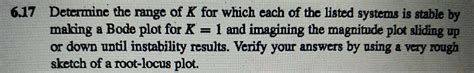 Solved Determine The Range Of K For Which Each Of The Listed Chegg
