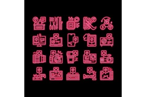 electronic repair neon glow icon illustration