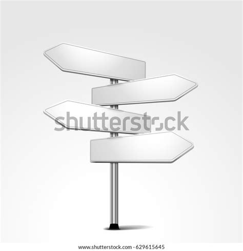 White Blank Signpost Four Arrows Pointing Stock Vector Royalty Free 629615645