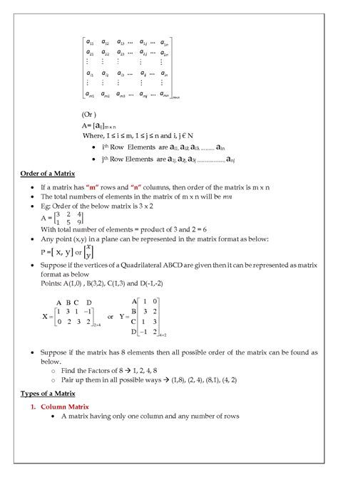 SOLUTION Chapter Matrices Revision Notes Studypool