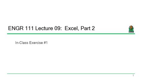 engr 111 lecture 09 excel exercise 1 pdf