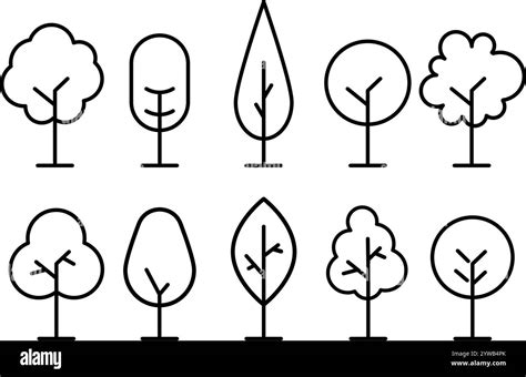 Tree Icon Set Outline Illustration Stock Vector Image And Art Alamy